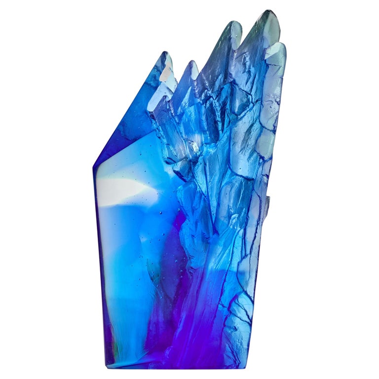Blue Cliff, a Unique Blue, Aqua and Clear Glass Sculpture by Crispian ...