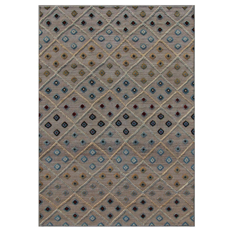 Blue Cloudcroft Neutral/Blue/Multi Tufted Hand-Knotted Wool Rug For ...