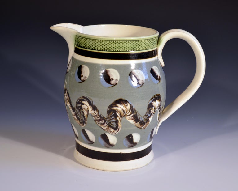 Blue Colored Mocha Pottery Jug, Circa 1800-1820. at 1stdibs