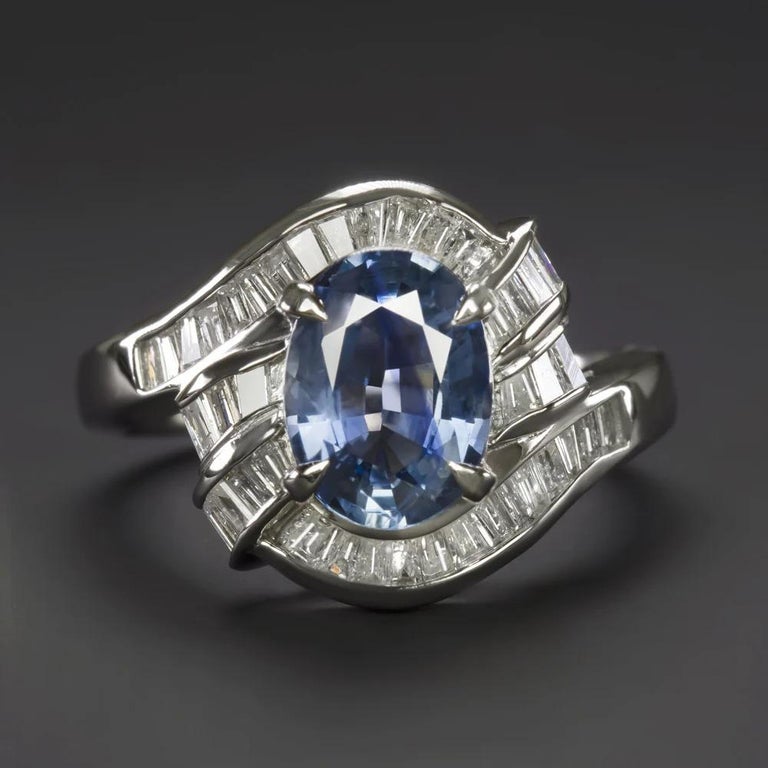 Blue Cornflower Sapphire Diamond Ring For Sale at 1stDibs