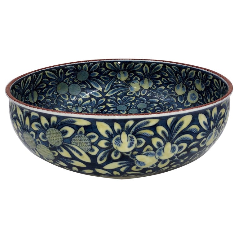 Blue Cream Contemporary Porcelain Bowl by Japanese Master Artist For ...