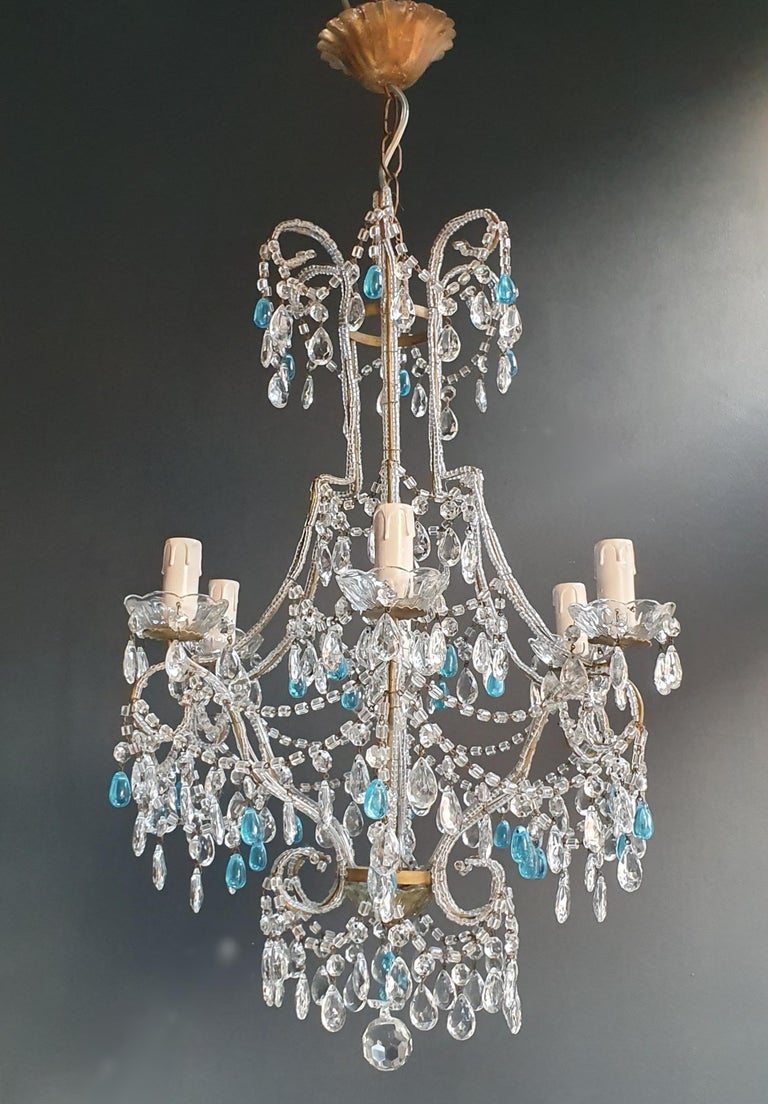 Blue Crystal Chandelier Antique Ceiling Murano Florentiner Lustre Art ...
