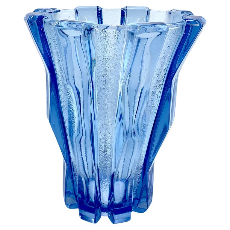 Blue "Cubist" vase, Verreries de Scailmont, Belgium, 1930s For Sale at ...