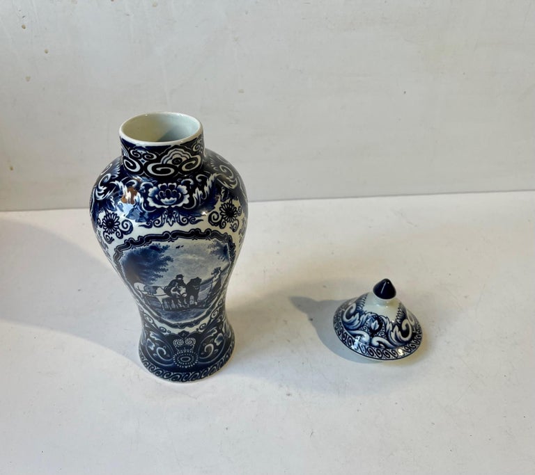 Blue Delfts Porcelain Vase or Urn by Boch Royal Sphinx For Sale at 1stDibs