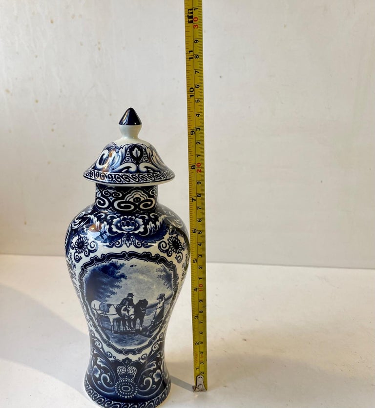 Blue Delfts Porcelain Vase or Urn by Boch Royal Sphinx For Sale at 1stDibs