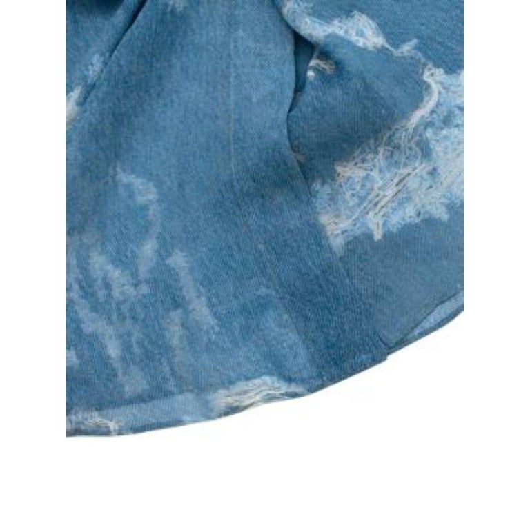 Blue denim print chiffon blouse For Sale at 1stDibs