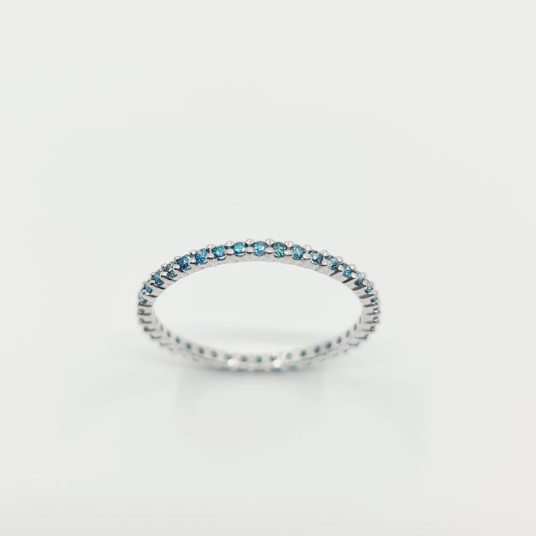 Blue Diamonds Eternity Ring 0.36 Carat VS Fancy Blue / Blue-Green ...