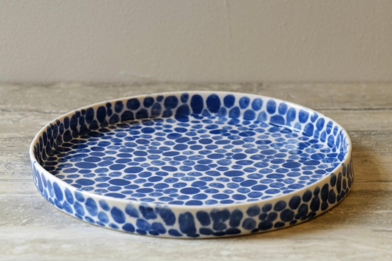 Blue Dots Porcelain Medium Plate by Lana Kova For Sale at 1stDibs