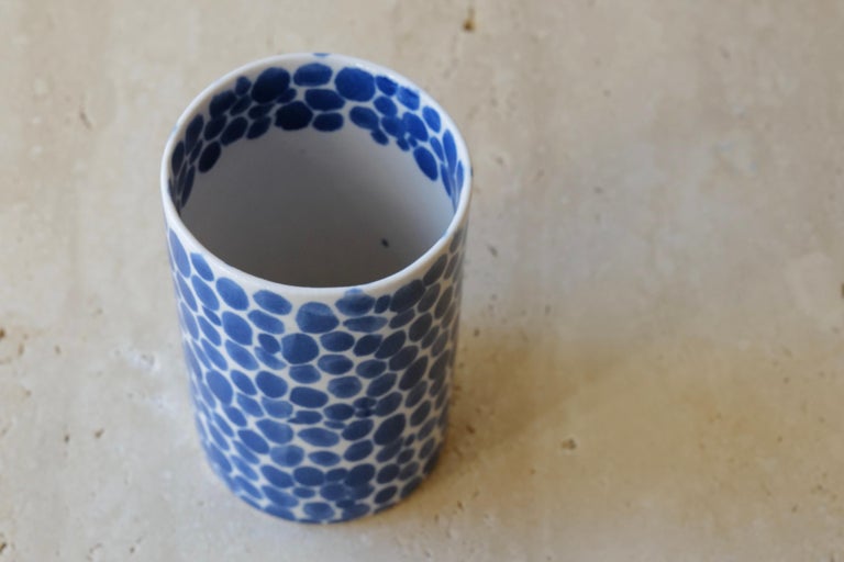 Blue Dots Porcelain Tall Cup by Lana Kova For Sale at 1stDibs