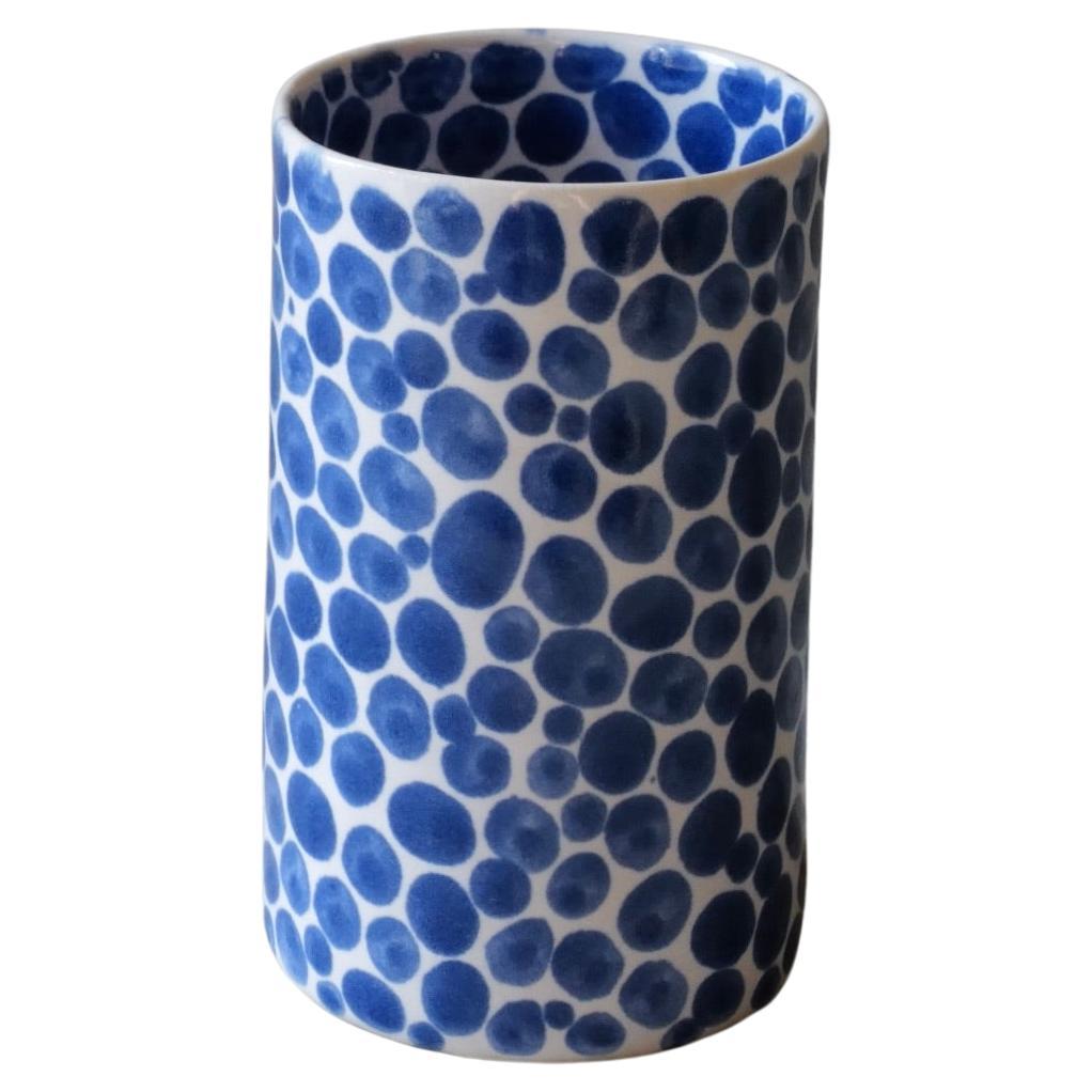 Blue Dots Porcelain Tall Cup by Lana Kova For Sale at 1stDibs