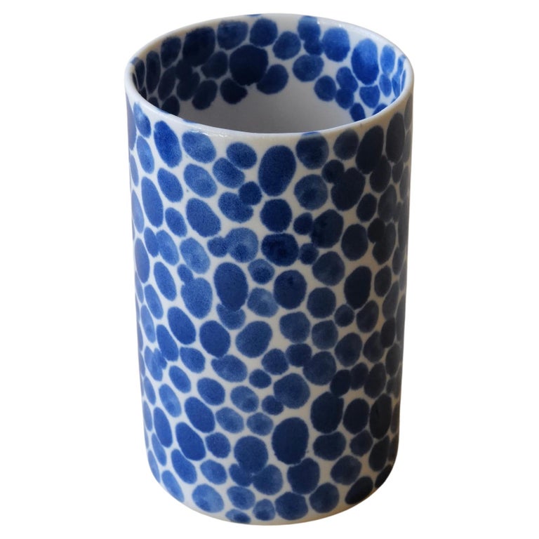 Blue Dots Porcelain Tall Cup by Lana Kova For Sale at 1stDibs