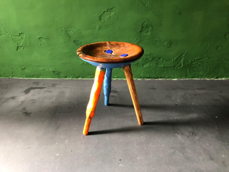 blue dotted Stool by Markus Friedrich Staab For Sale at 1stDibs
