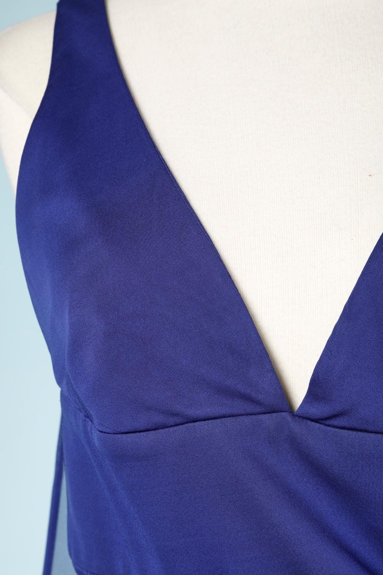 Blue draped tank top Versace For Sale at 1stDibs