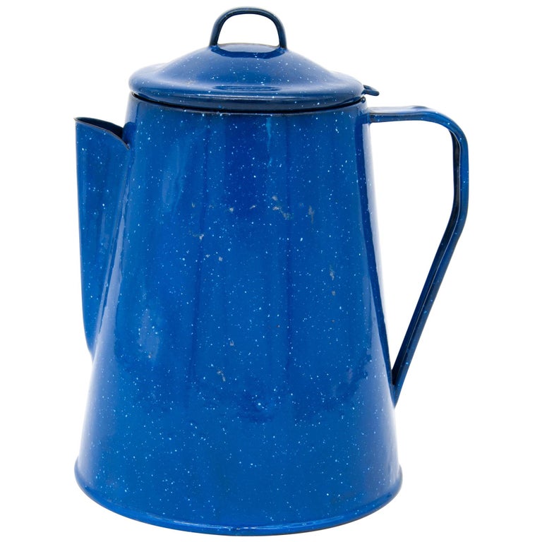 Blue Enamel Coffee Percolator For Sale at 1stDibs