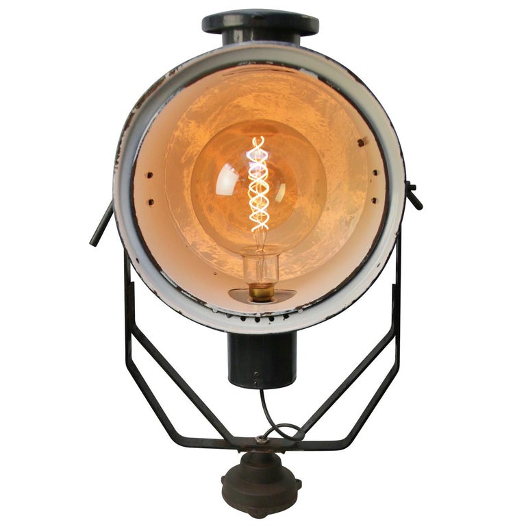 Blue Enamel Vintage Industrial Cast Iron Scones Wall Lights For Sale at ...