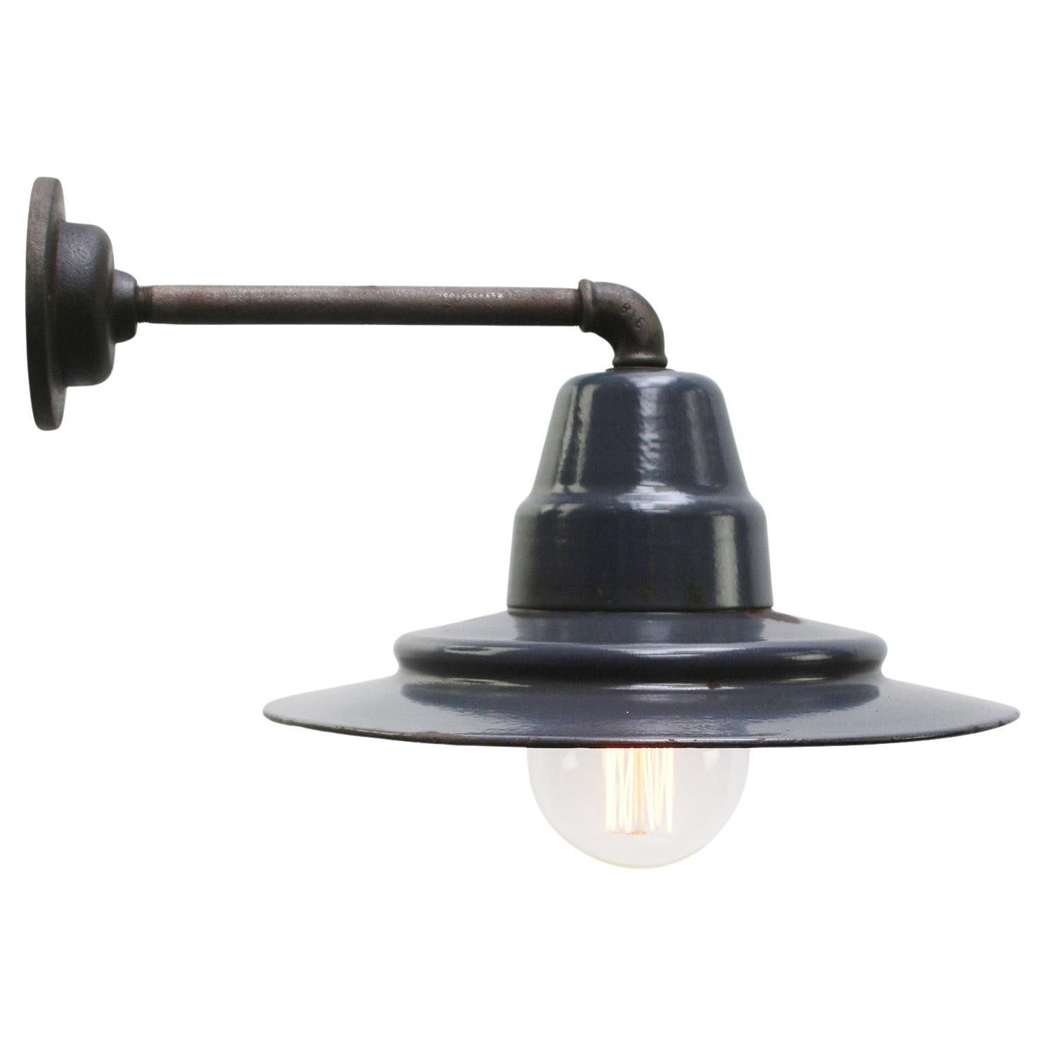 Blue Enamel Vintage Industrial Cast Iron Scones Wall Lights For Sale at ...