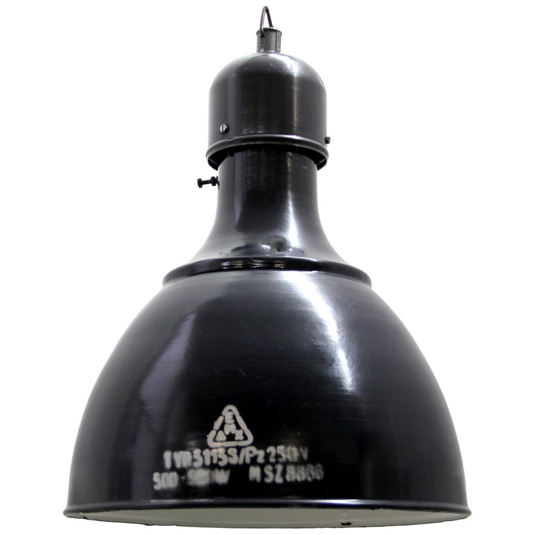 Blue Enamel Vintage Industrial Industrial Factory Pendant Lights at 1stDibs