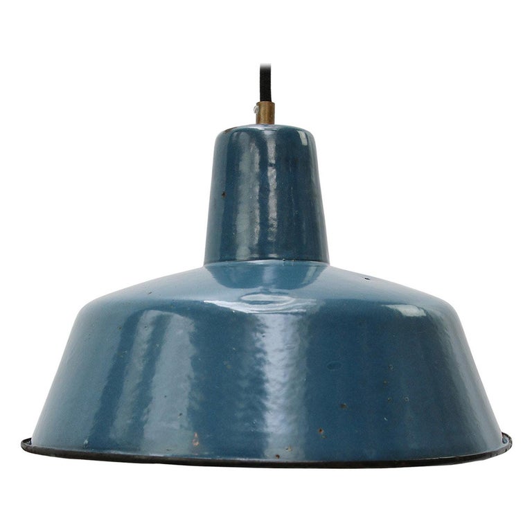 Blue Enamel Vintage Industrial Pendant Light at 1stDibs | blue ...