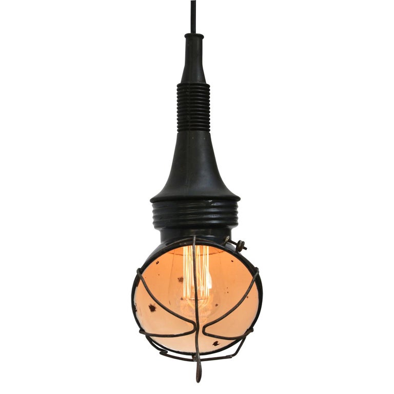Blue Enamel Vintage Industrial Work Light Pendant Lamp For Sale at 1stDibs