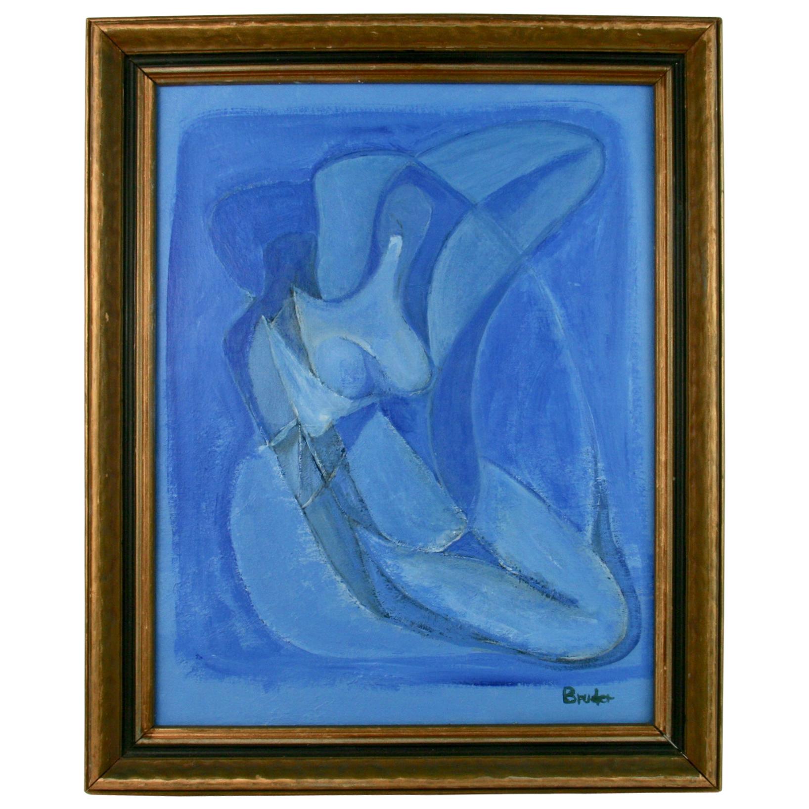 Blue Figurative Abstract Painting For Sale at 1stDibs