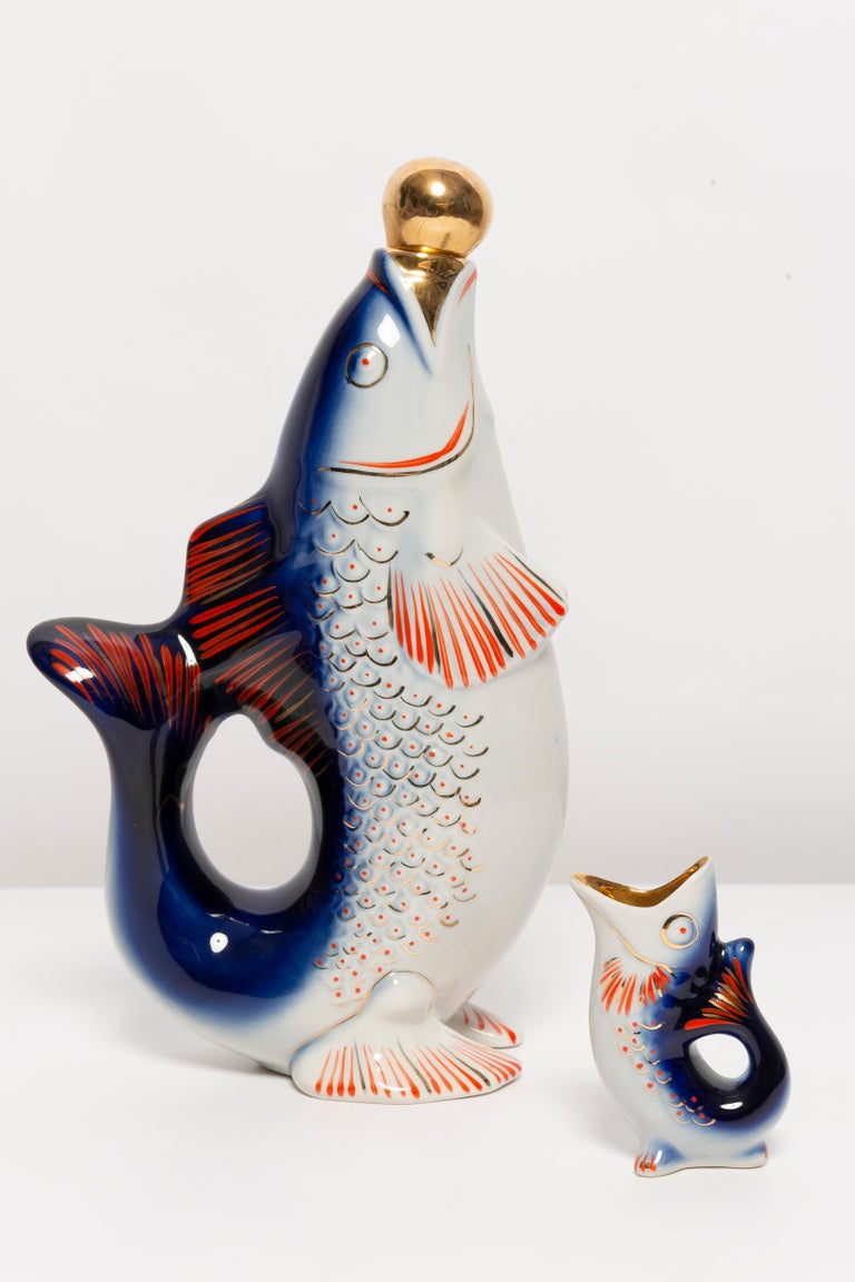 Blue Fish Glass Decanter and Glasses, 20th Century, Europe, 1960s For ...