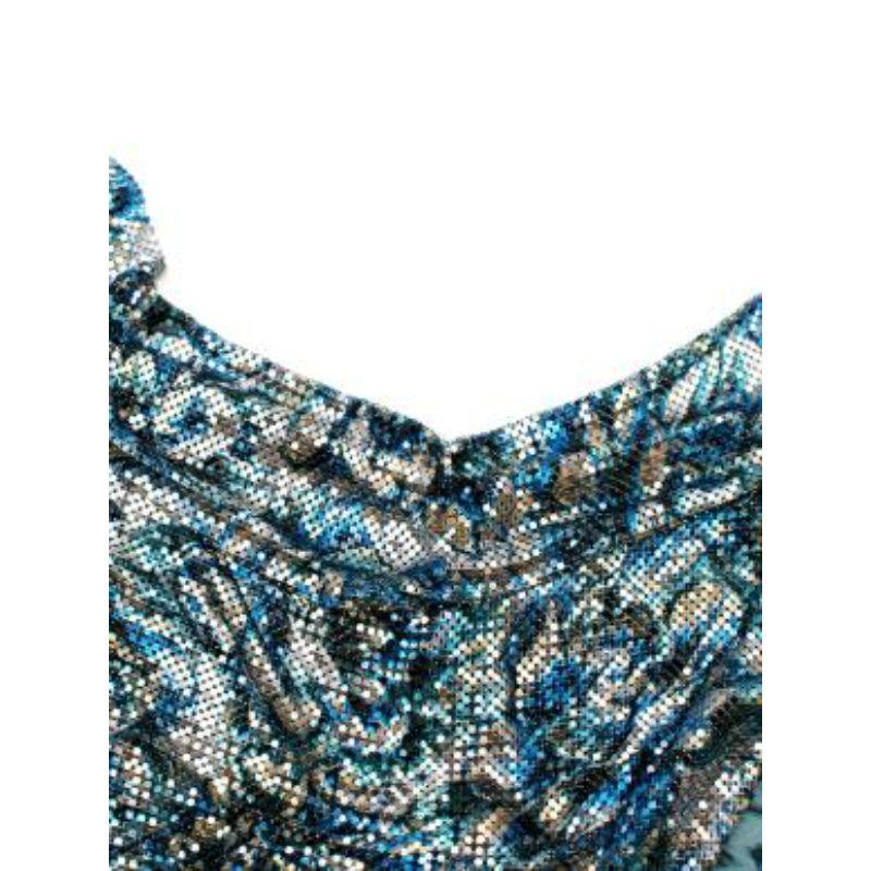 blue floral satin and chainmail dress For Sale at 1stDibs