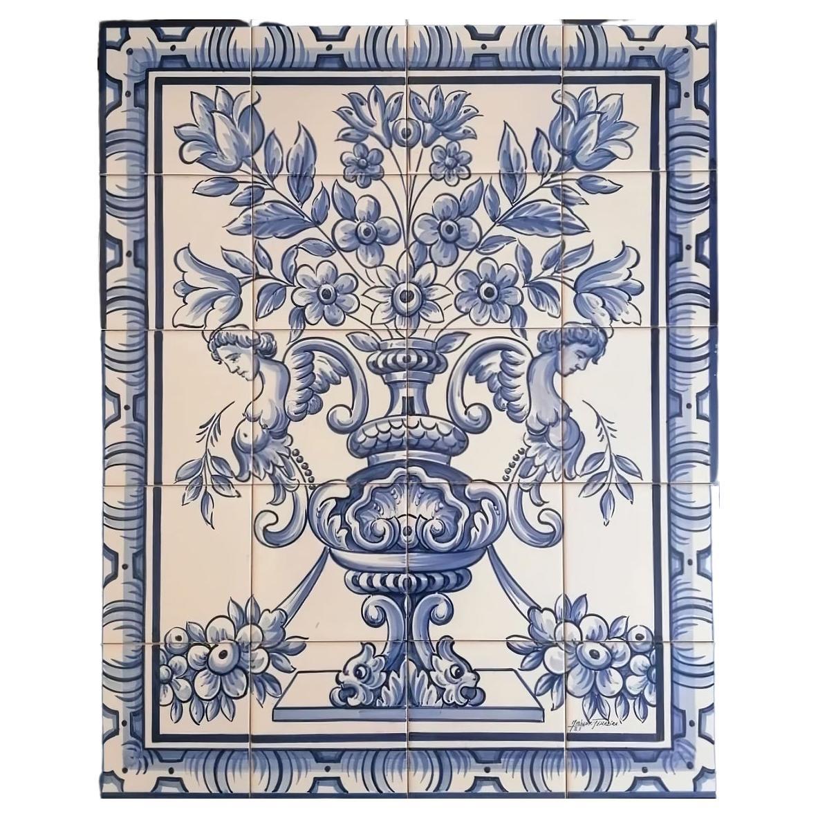 Antique Blue and White Portuguese Tiles Framed in Modern Wood Frames ...