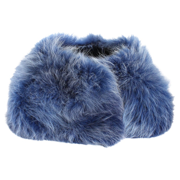 Blue Fox Fur Collar Stole Shawl Cover Wrap For Sale at 1stDibs
