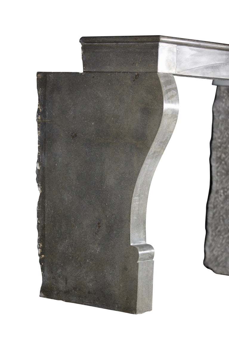 Blue French Stone Antique Fireplace Surround For Sale at 1stDibs