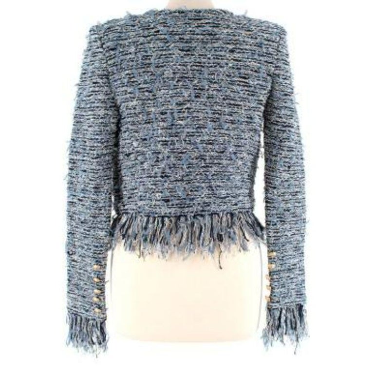 blue fringed cropped jacket For Sale at 1stDibs