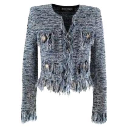 blue fringed cropped jacket For Sale at 1stDibs