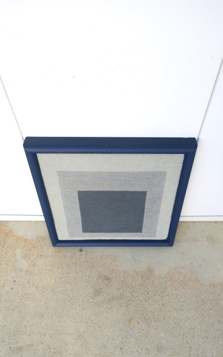 Blue Geometric Needlepoint Artwork Wall Art styled after Josef Albers For Sale at 1stDibs