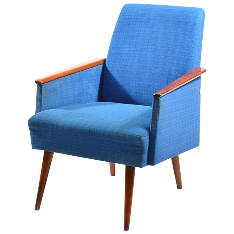 Blue German Armchair from Midcentury Era, 1960s For Sale at 1stDibs