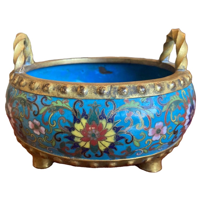Blue Gilt Bronze Cloisonné Dish For Sale at 1stDibs