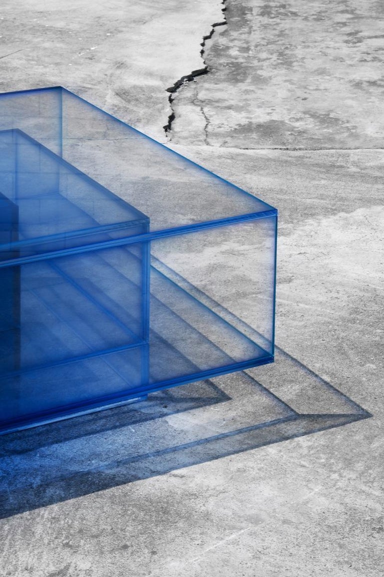 Null Blue Glass Clear Transition Color Coffee Table by Studio Buzao ...