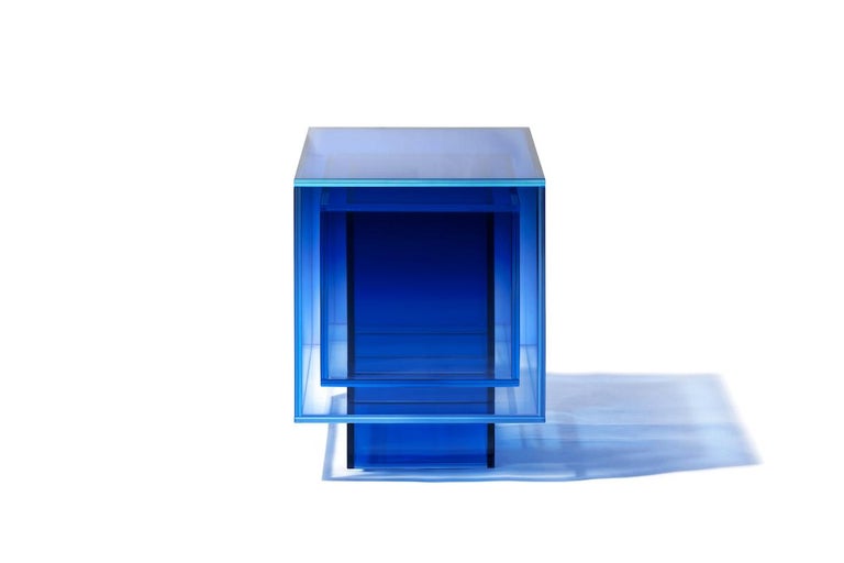 Null Blue Glass Clear Transition Color Square Table by Studio Buzao ...