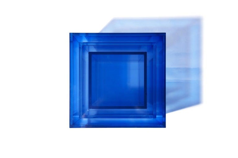 Null Blue Glass Clear Transition Color Square Table by Studio Buzao ...