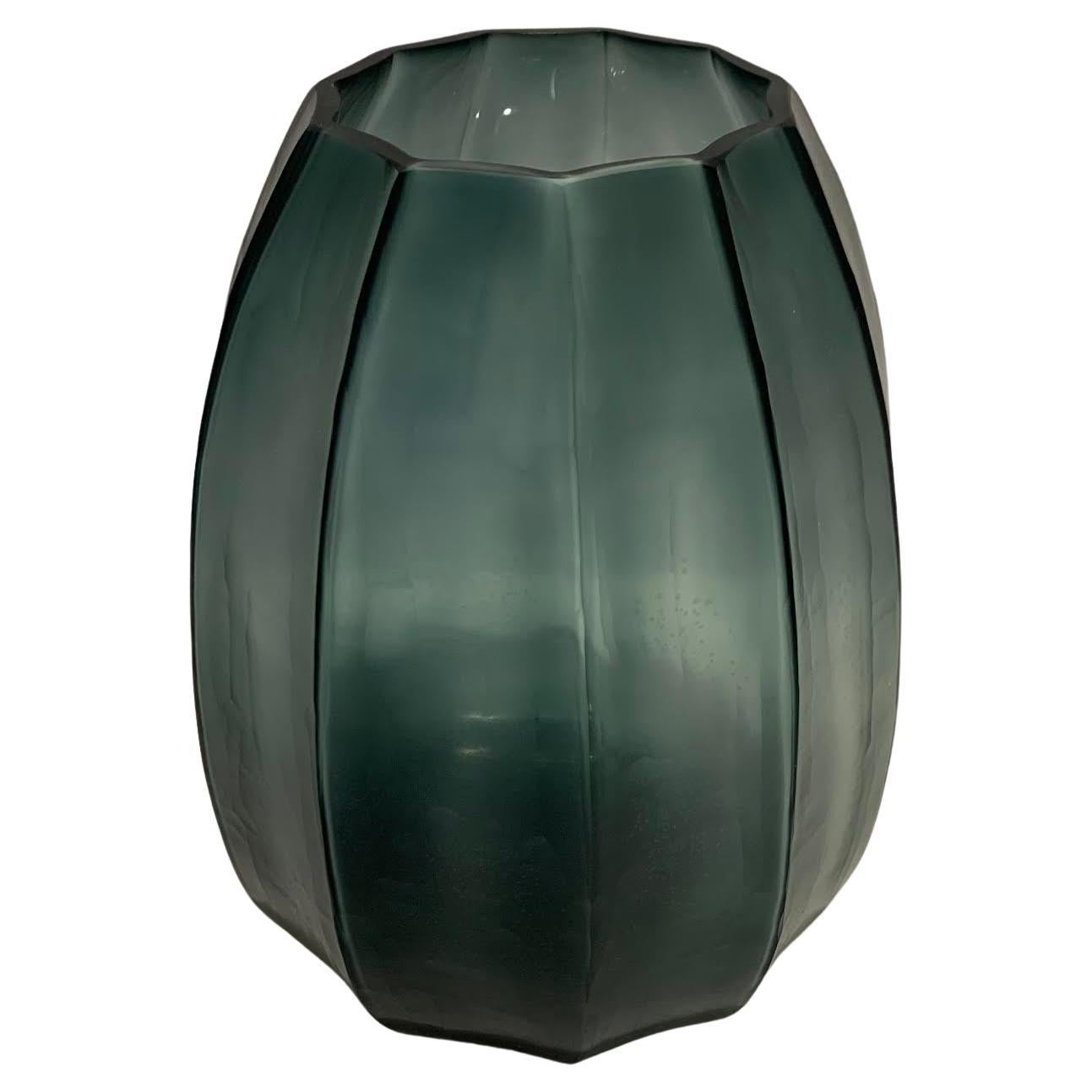 Blue Glass Cubist Design Vase, Romania, Contemporary For Sale at 1stDibs
