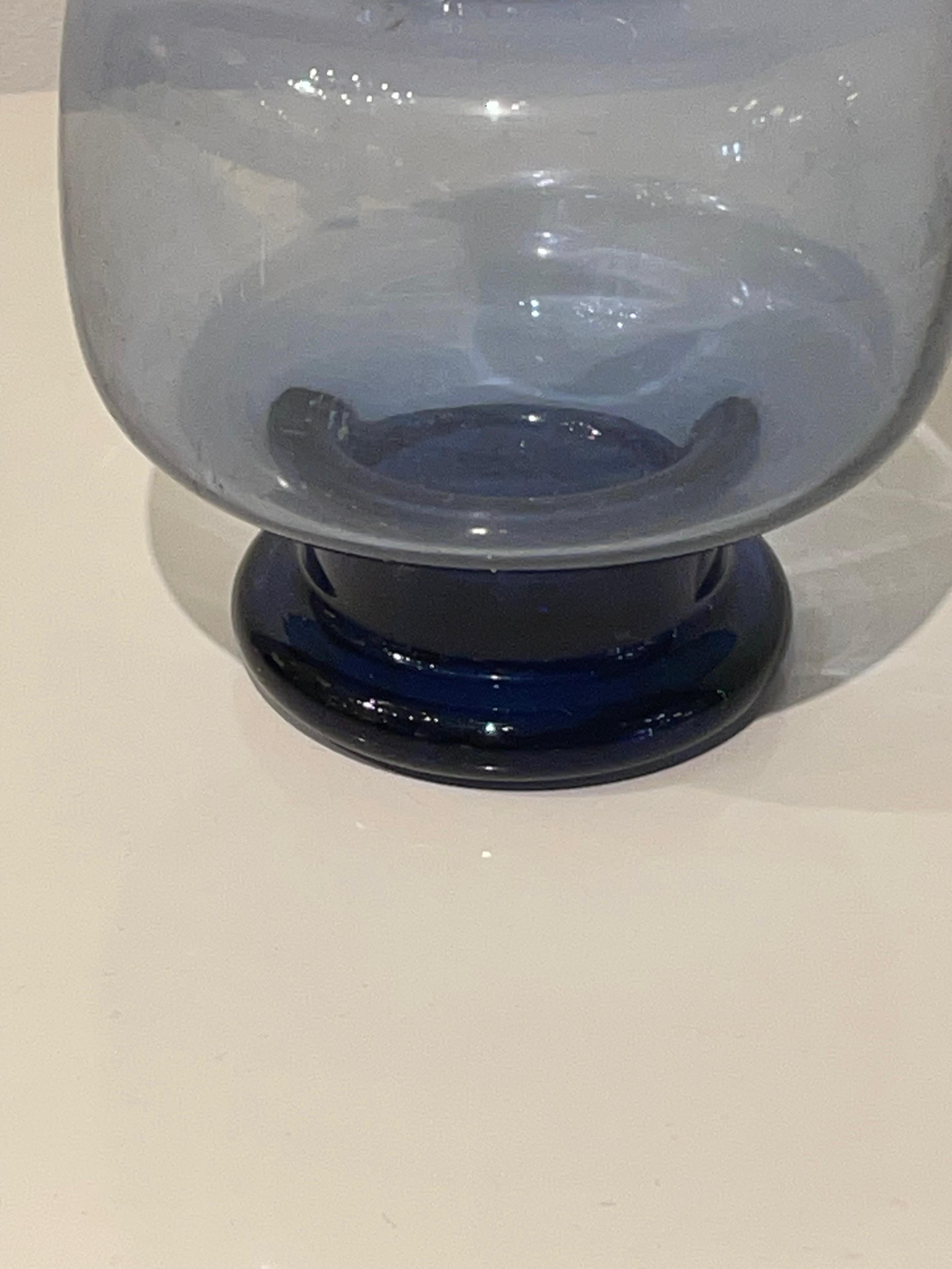 Blue Glass Finial Shape Vase, Denmark, Mid Century For Sale at 1stDibs