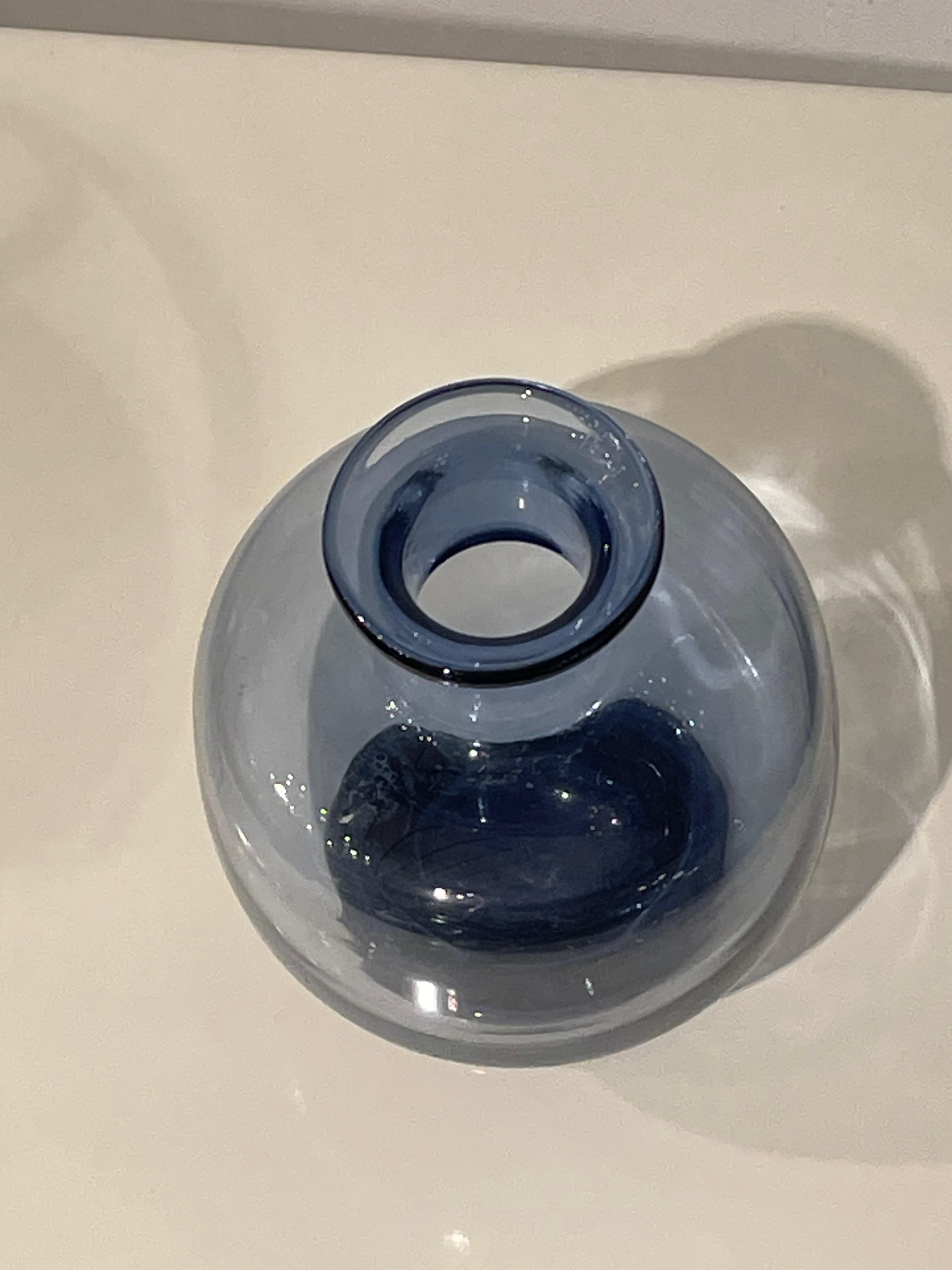 Blue Glass Finial Shape Vase, Denmark, Mid Century For Sale at 1stDibs