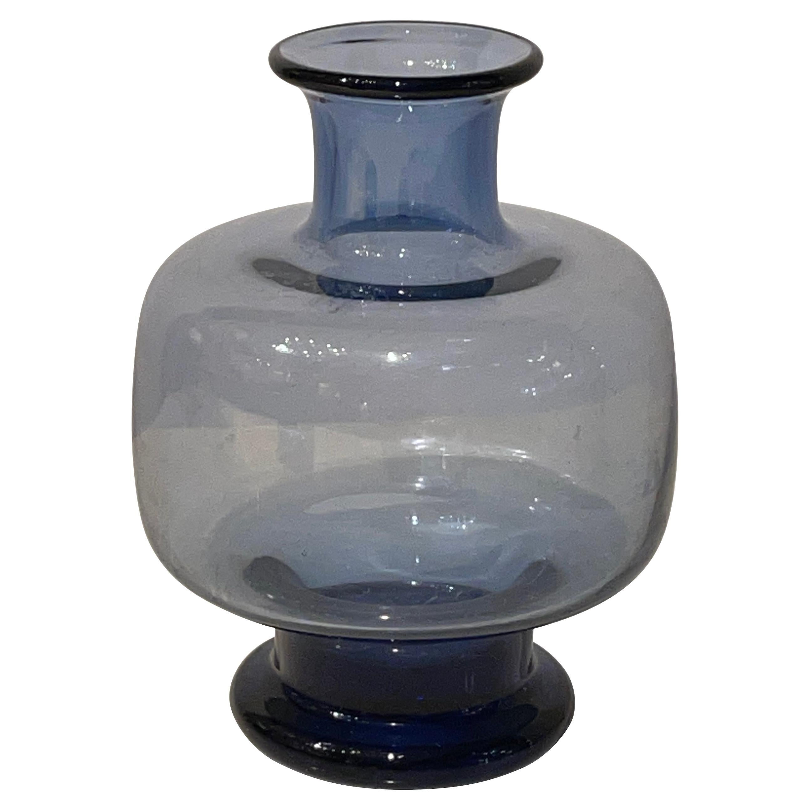 Blue Glass Finial Shape Vase, Denmark, Mid Century For Sale at 1stDibs