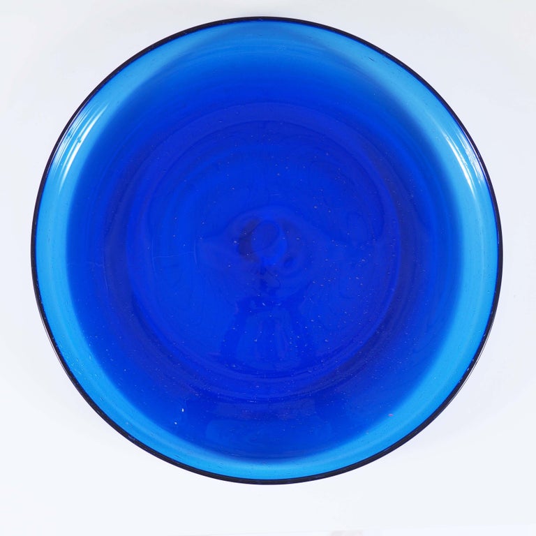 Blue Glass Tray by Erik Höglund, Boda, Sweden For Sale at 1stDibs