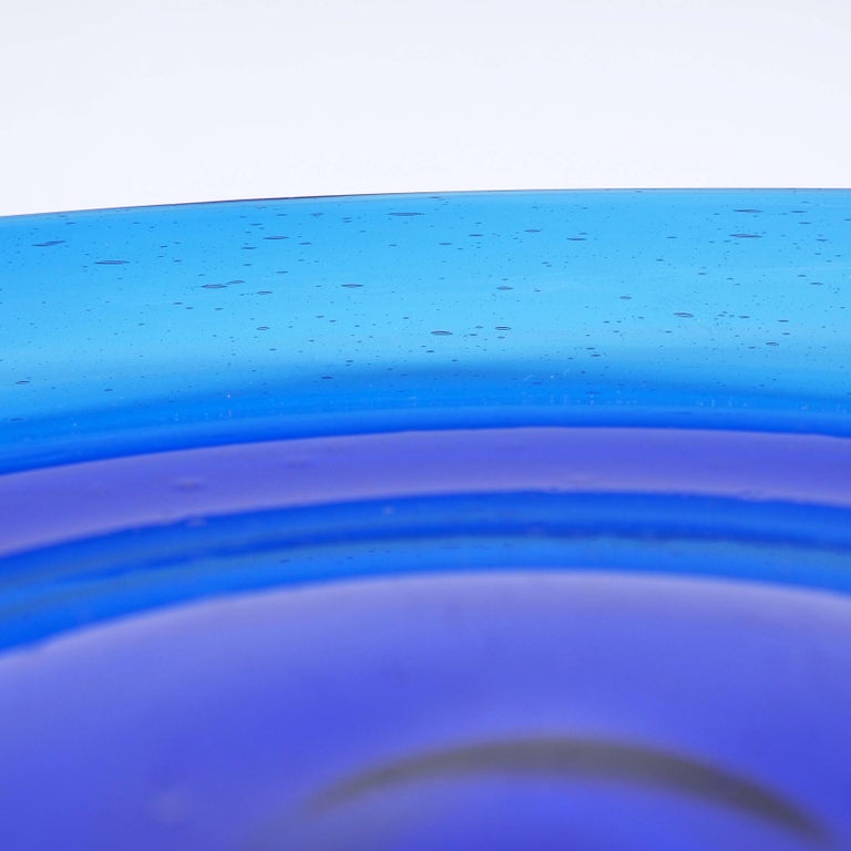 Blue Glass Tray by Erik Höglund, Boda, Sweden For Sale at 1stDibs