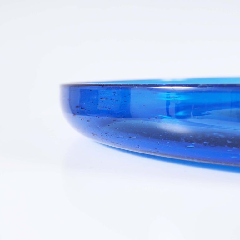 Blue Glass Tray by Erik Höglund, Boda, Sweden For Sale at 1stDibs