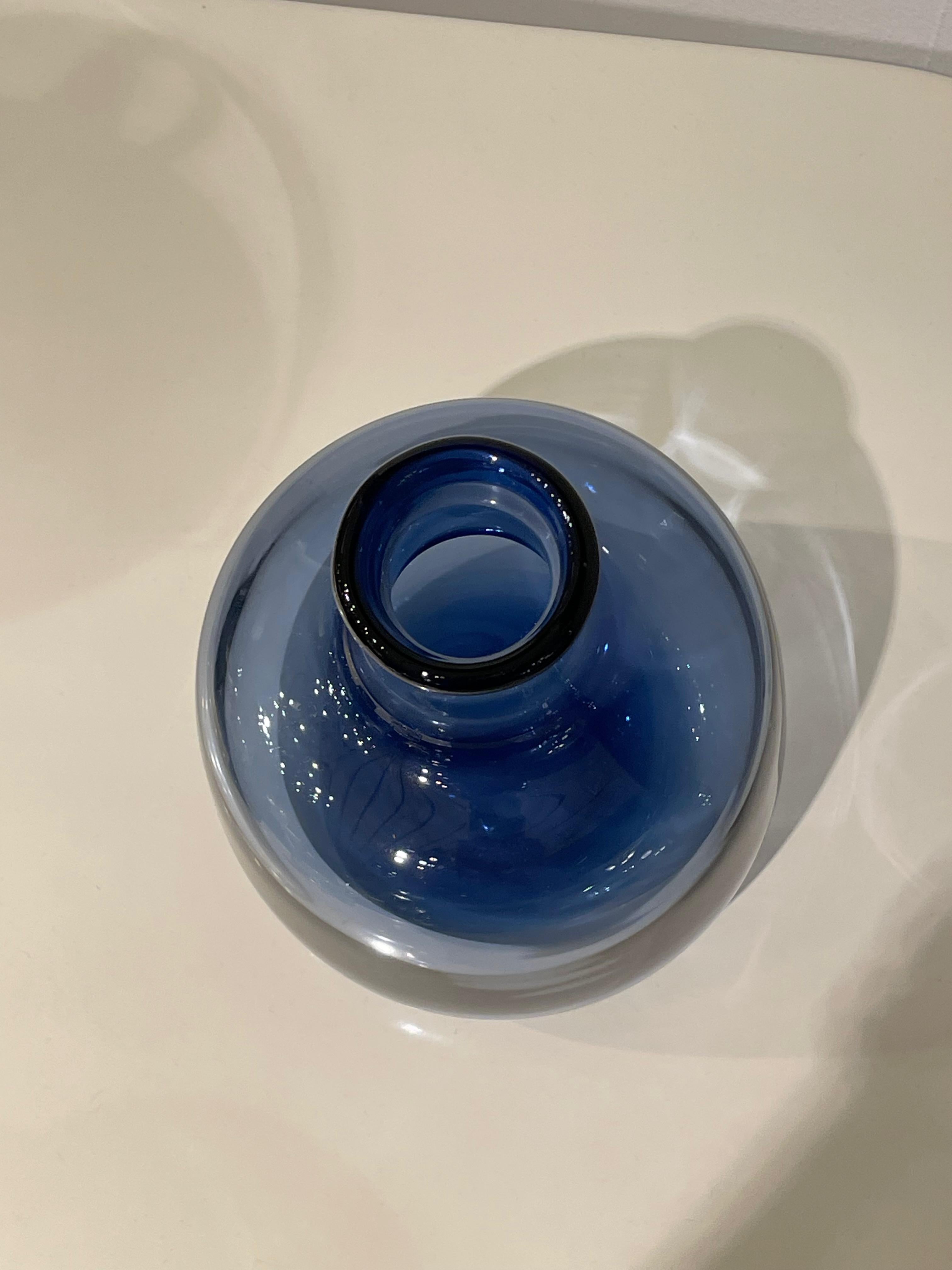 Blue Glass Vase, Denmark, Mid Century For Sale at 1stDibs