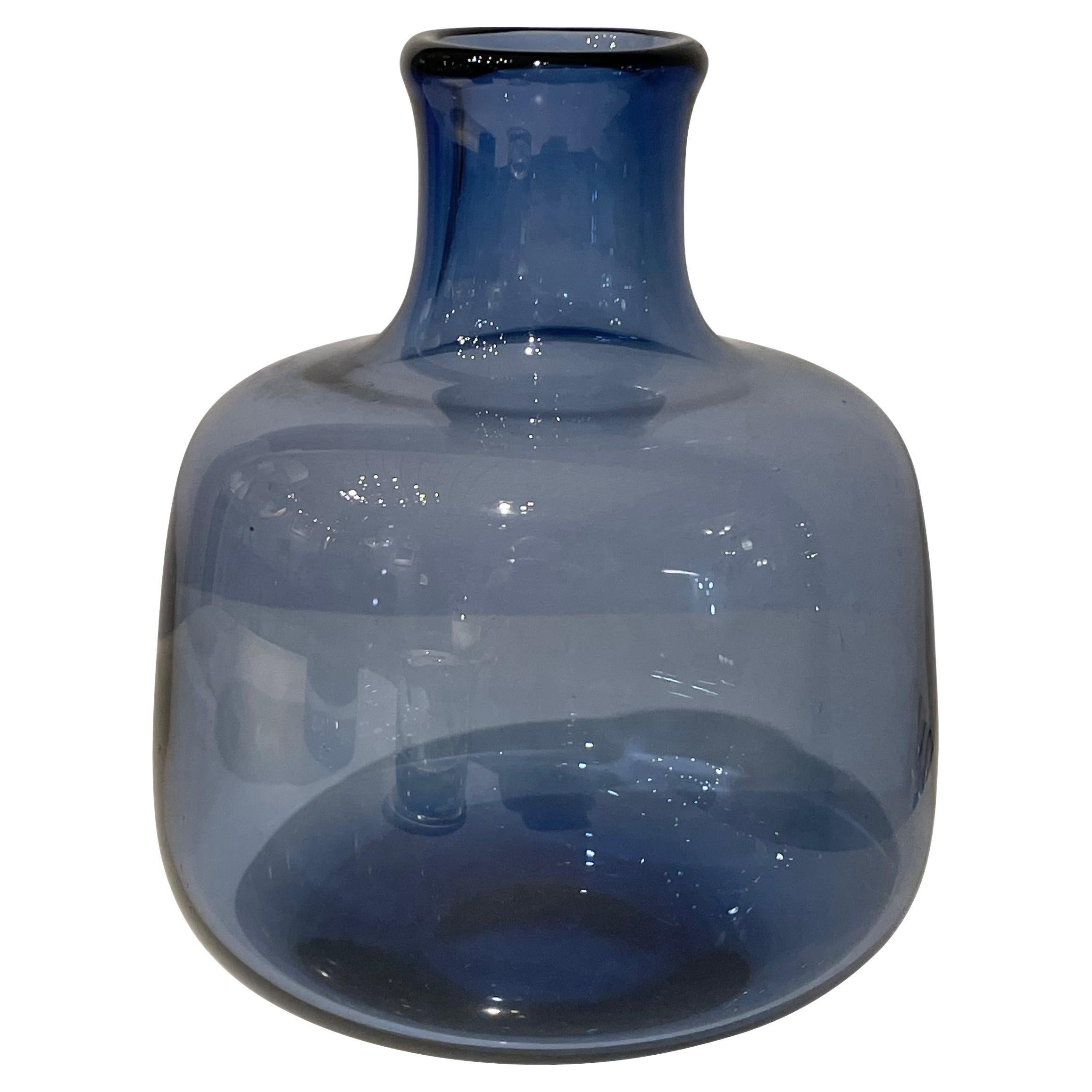 Blue Glass Finial Shape Vase, Denmark, Mid Century For Sale at 1stDibs