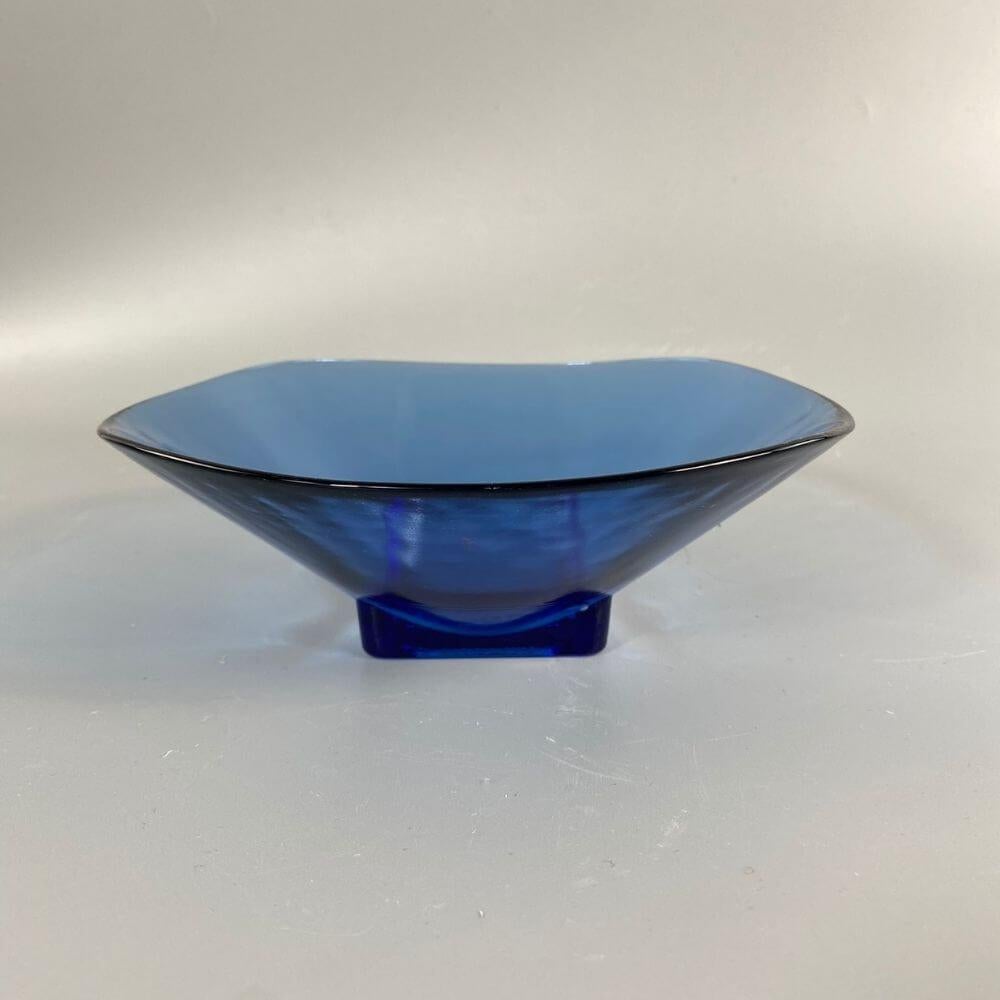Blue glazed vintage glass bowl at 1stDibs