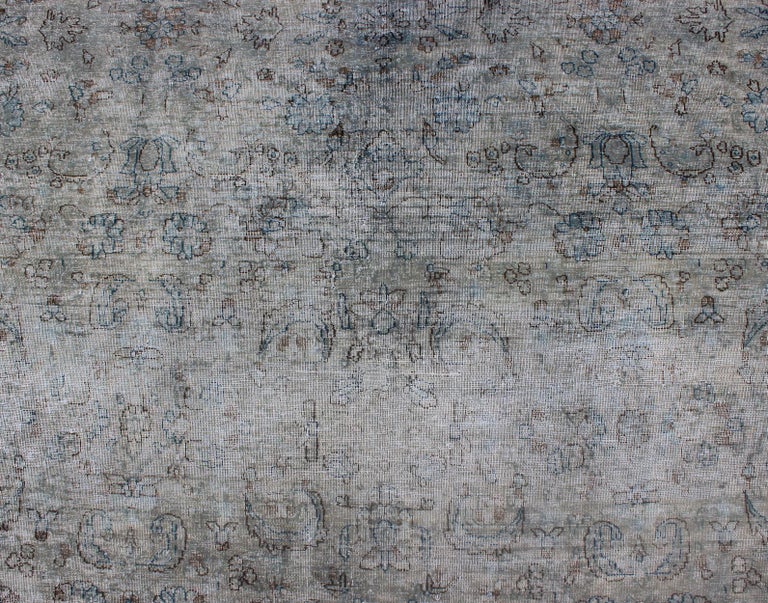 Blue/Gray Vintage Persian Distressed Rug with Modern and Rustic Design ...