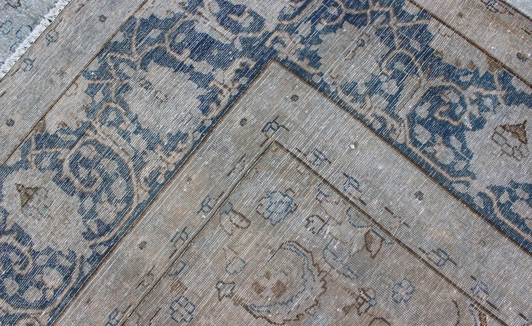 Blue/Gray Vintage Persian Distressed Rug with Modern and Rustic Design ...