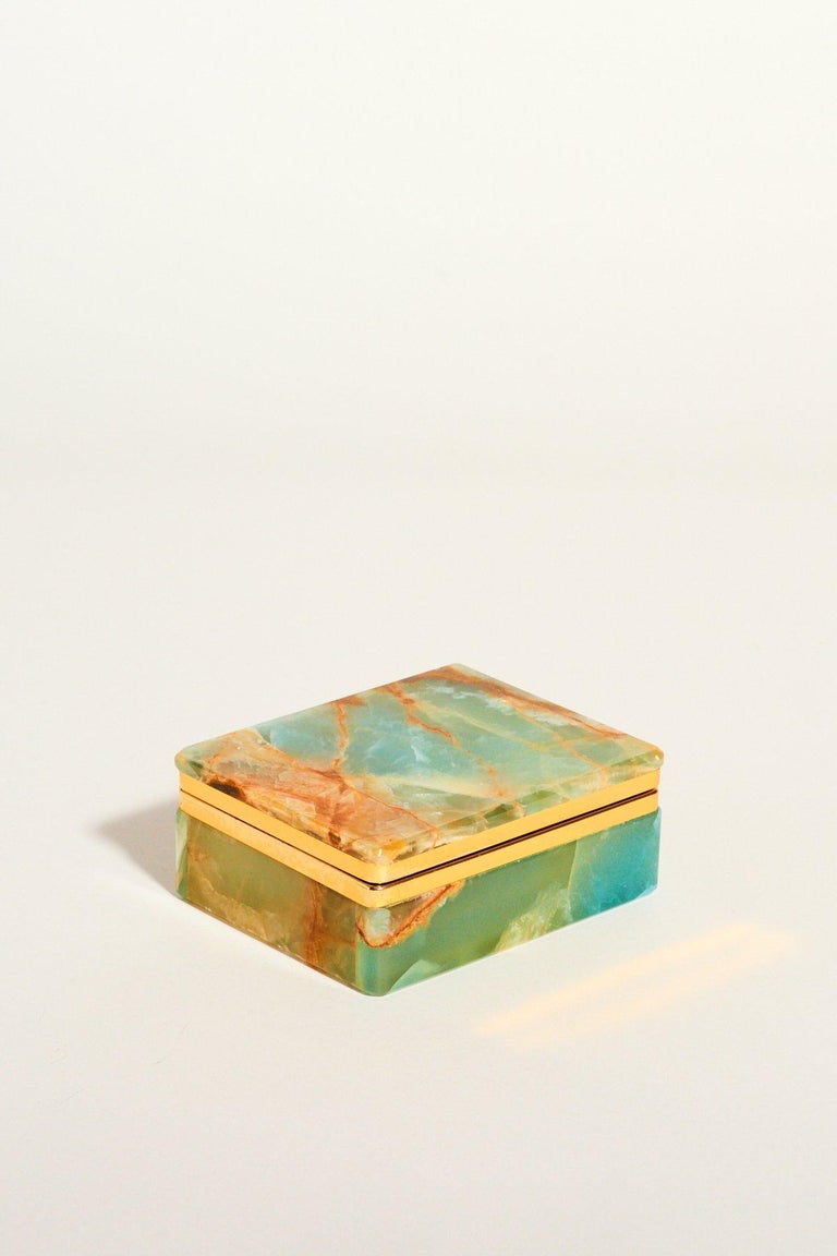 Blue/Green Alabaster Box at 1stDibs